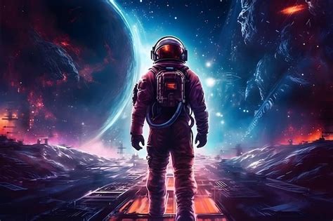 Premium AI Image Astronaut In Outer Space Neural Network AI Generated