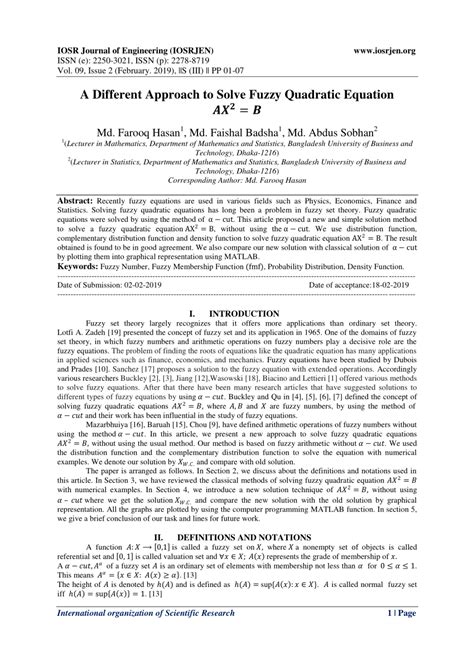 pdf a different approach to solve fuzzy quadratic equation 𝑨𝑿 𝟐 𝑩