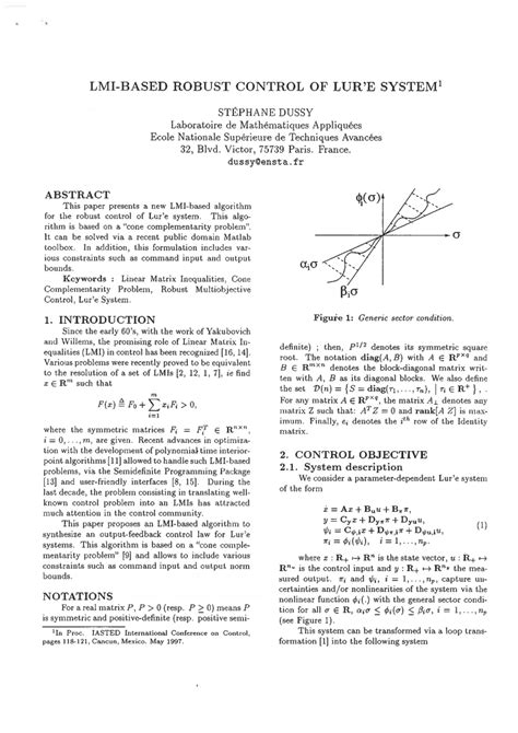 pdf lmi based robust control of lur e systems