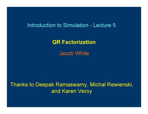 lec5 linear system solution orthogonalization methods qr singular matrices pdf courtesy