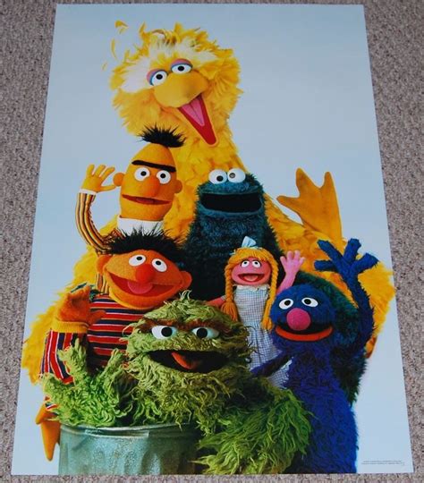 Sesame Street Gang Big Bird Ernie Bert Oscar Cookie Monster Grover Poster 1979 Vintage Sale