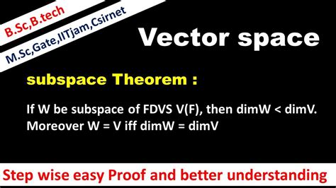 lec 35 theorem of subspaces dimension theorem of subspaces vector space linear algebra youtube