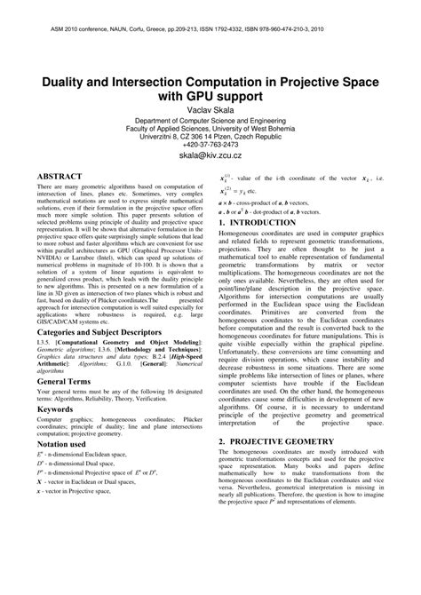 pdf duality barycentric coordinates and intersection computation in projective space with gpu