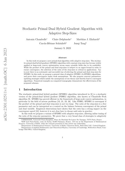 pdf stochastic primal dual hybrid gradient algorithm with adaptive step sizes