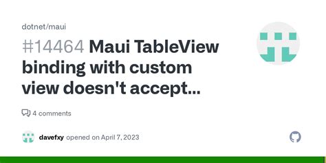 maui tableview binding with custom view doesn t accept input · issue 14464 · dotnet maui · github