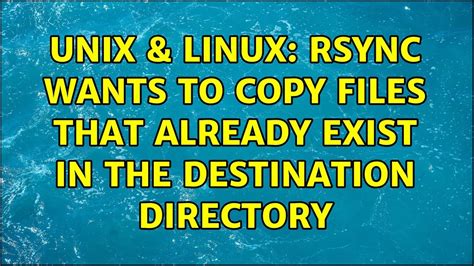 unix and linux rsync wants to copy files that already exist in the destination directory youtube