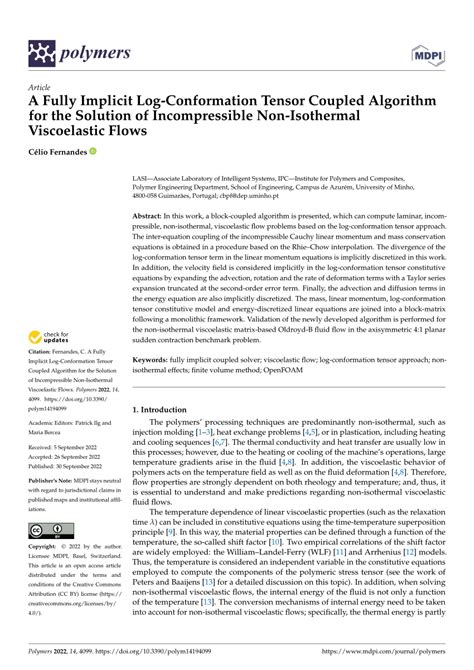 [pdf] a fully implicit log conformation tensor coupled algorithm for the solution of