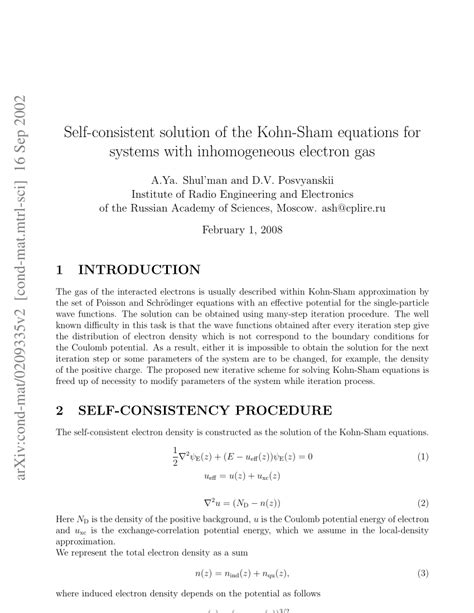 pdf self consistent solution of the kohn sham equations for systems with inhomogeneous