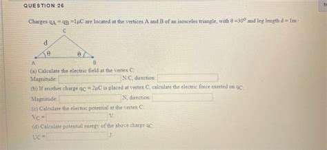 solved question 26 charges 9a 9b 1°c are located at the