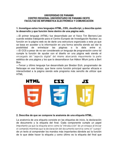 análisis de lenguajes web fundamentales y su aplicación en el modelo dom pdf modelo de