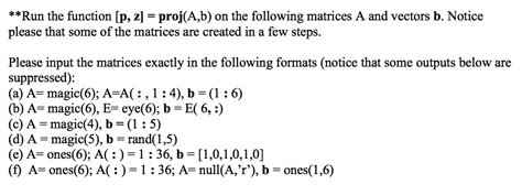 write a matlab function which computes the projection