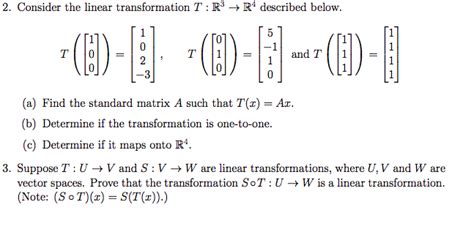 solved 2 consider the linear transformation t r3 r4
