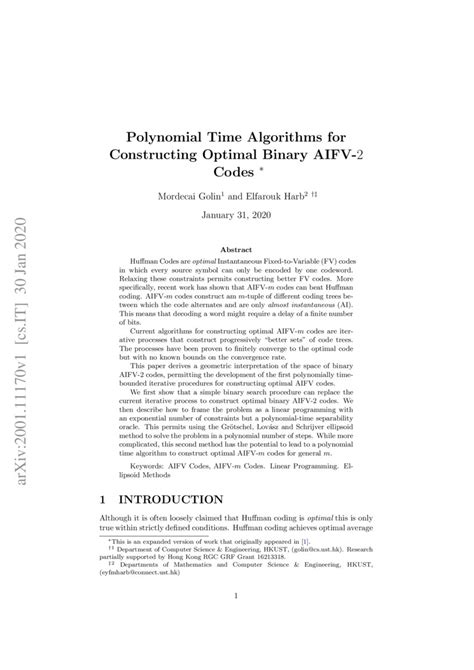 polynomial time algorithms for constructing optimal binary aifv 2 codes deepai