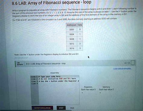 solved 8 6 lab array of fibonacci sequence loop write a program to populate an array with