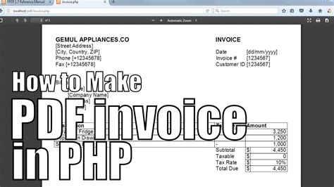 generate printable invoice in php using fpdf library