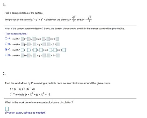 solved 1 find a parametrization of the surface 向 the