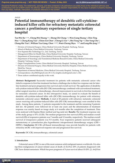 PDF Potential Immunotherapy Of Dendritic Cell Cytokine Induced Killer
