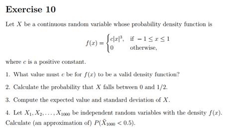solved exercise 10 let x be a continuous random variable