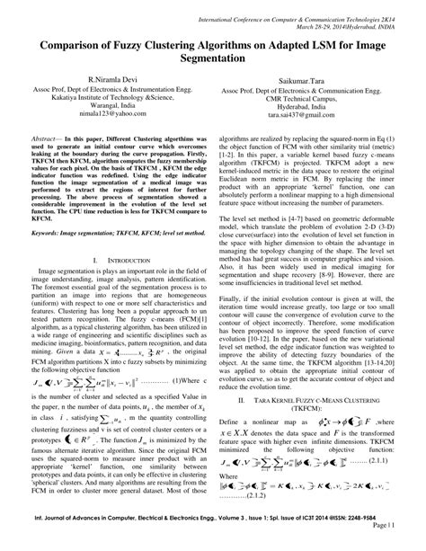 pdf comparison of fuzzy clustering algorithms on adapted lsm for image segmentation