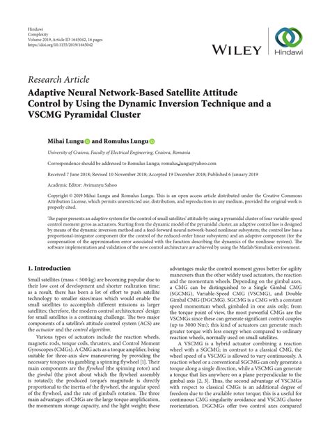 pdf adaptive neural network based satellite attitude control by using the dynamic inversion