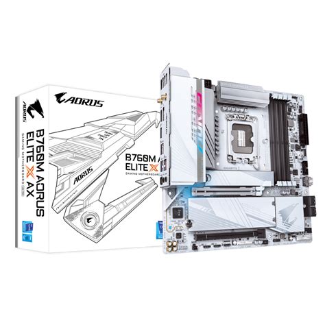 Placa Mãe Gigabyte B760M AORUS ELITE X AX Chipset B760 Intel LGA 1700 mATX DDR5 White