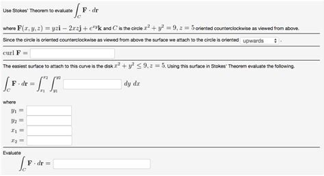 solved use stokes theorem to evaluate f dr where f y z