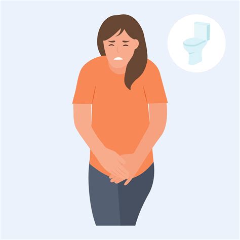 Stressed Woman Standing And Want To Pee Anxious Girl With A Full Bladder Need A Toilet