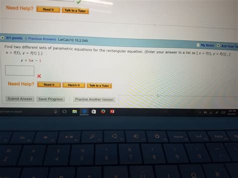 solved find two different sets of parametric equations for