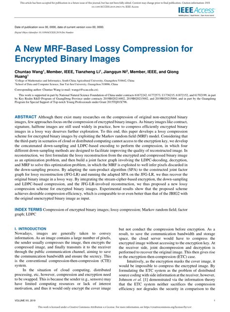 pdf a new mrf based lossy compression for encrypted binary images