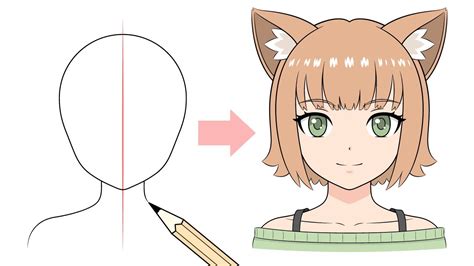 How To Draw Anime Cat Girl Line By Line With Proportions Youtube