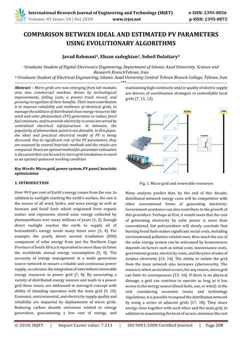 pdf comparison between ideal and estimated pv parameters using evolutionary algorithms