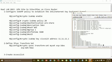 LAB GNS3 Configure VPN Site To Site IPSec On Cisco Router Step By