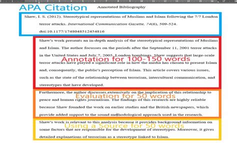 APA Annotated Bibliography Example For An Article Website And Book