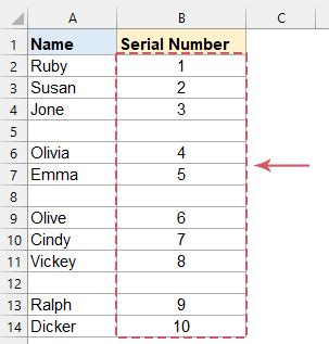 How To Auto Fill Serial Numbers And Skip Blanks In A List Of Cells
