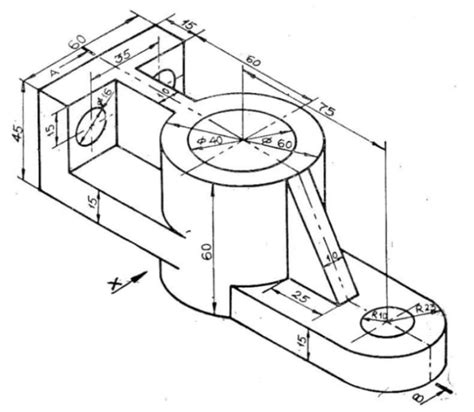 solved draw the orthographic projection views of the given