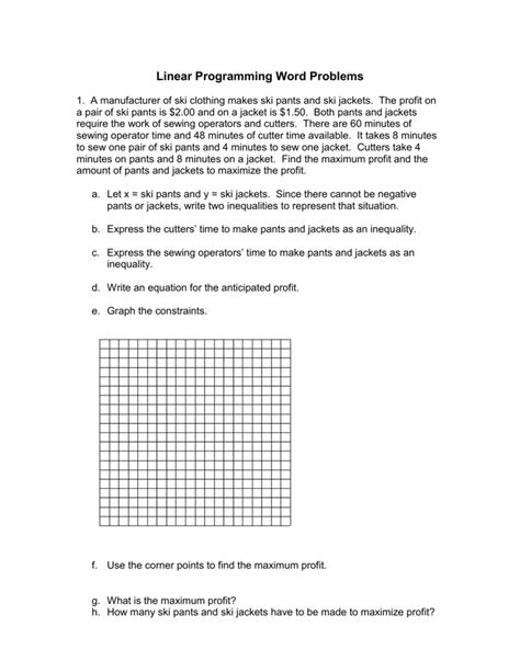 40 linear programming worksheet with answers worksheet information