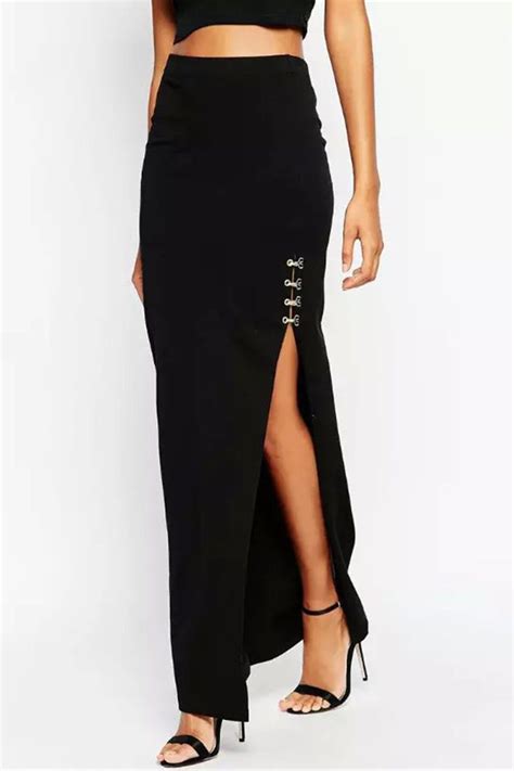 Charming Solid Side Split Bodycon Skirt Long Skirts For Women Long