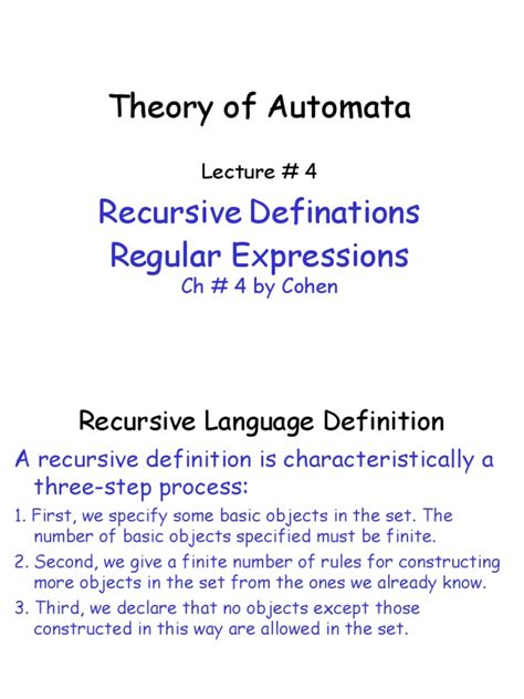 recursive definitions of regular languages pdf regular expression string computer science