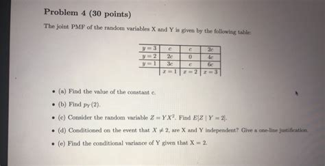 solved problem 4 30 points the joint pmf of the random