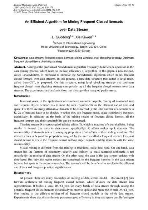 an efficient algorithm for mining frequent closed itemsets over data stream scientific