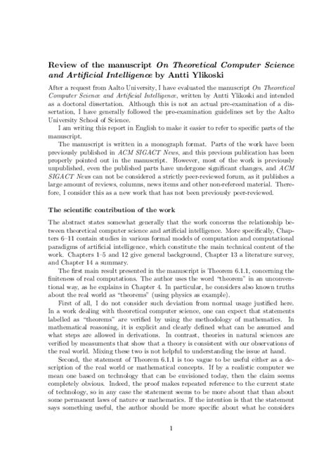 pdf review of the manuscript on theoretical computer science and artificial intelligence