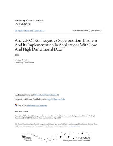 analysis of kolmogorov`s superposition theorem and its
