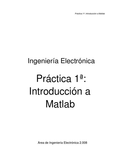 practica1 iniciacion matlab pdf matlab matriz matemáticas