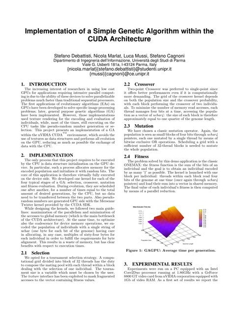 pdf implementation of a simple genetic algorithm within the cuda architecture