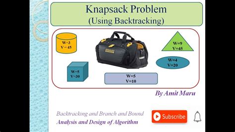 knapsack problem using backtracking step by step solving knapsack problem backtracking youtube