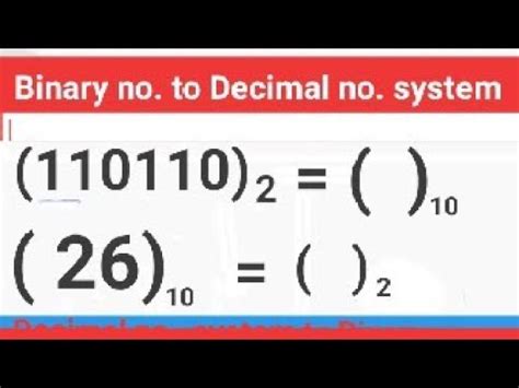 Conversion Of Binary To Decimal Number And Vice Versa YouTube