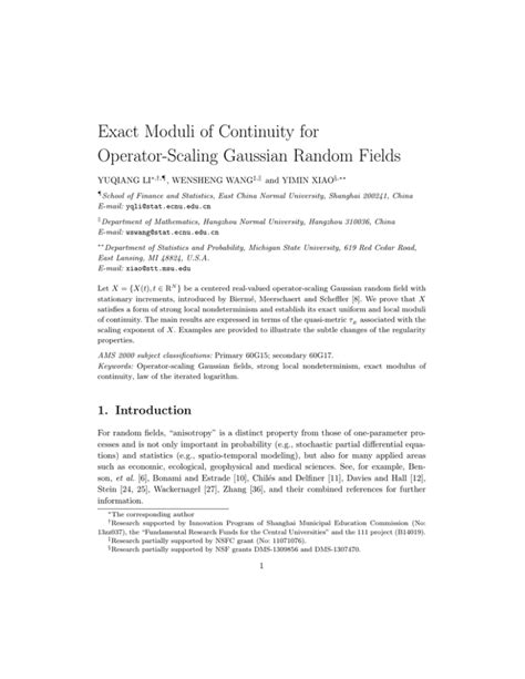 exact moduli of continuity for operator scaling gaussian random fields li ang
