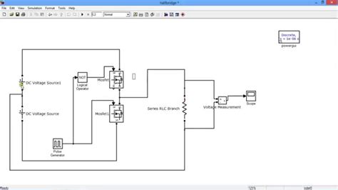 half bridge inverter using 2 battery simulation matlab simulink youtube