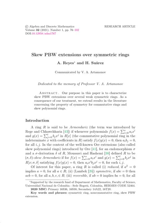pdf skew pbw extensions over symmetric rings