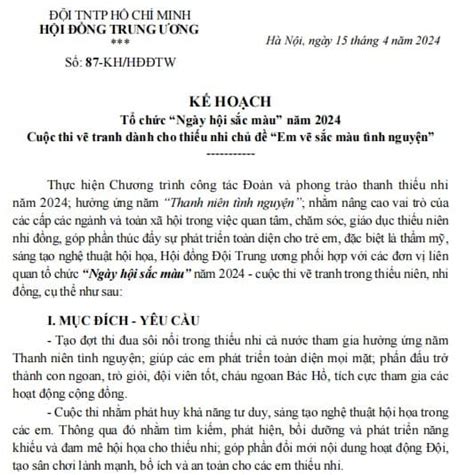 Thể lệ Cuộc thi Ngày hội sắc màu Năm 2024 Cuộc thi Em vẽ sắc màu tình